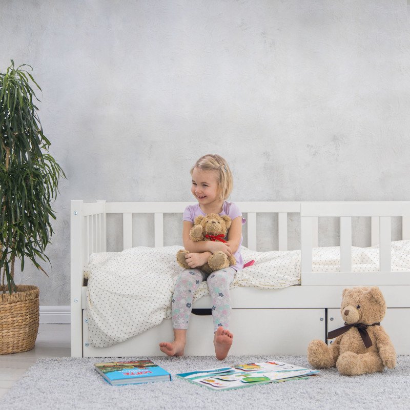 Lit enfant avec tiroirs 90x200 Marius blanc | File dans ta chambre